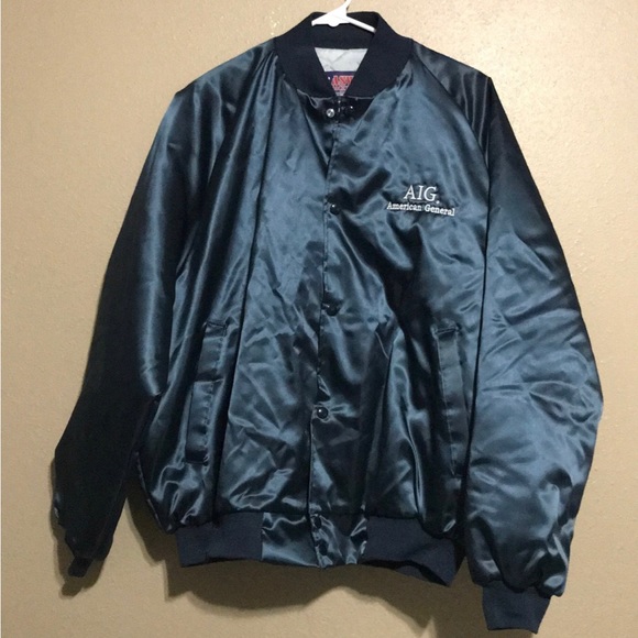 Jackets & Coats | Vintage Asw Jackets Navy Blue Satin Button Down ...